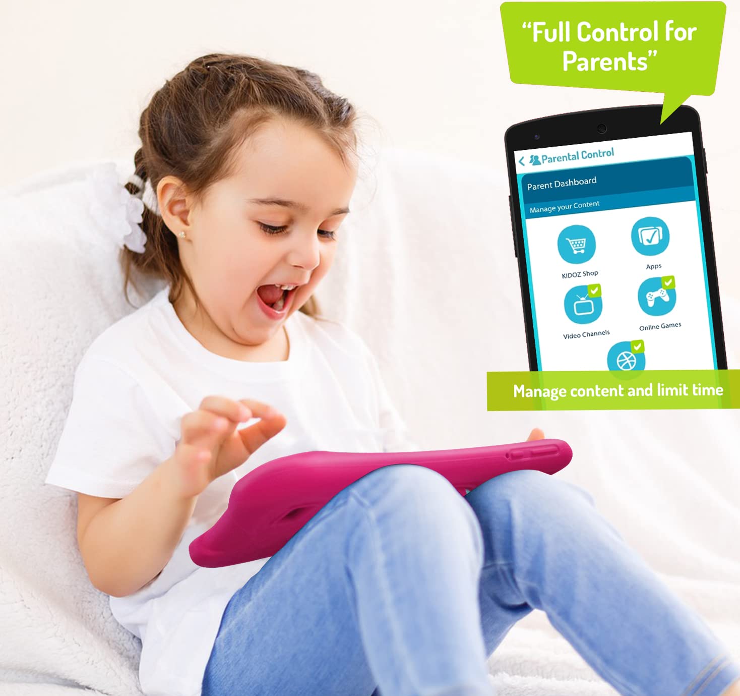 NOBKLEN Kids Tablet 7 Inch Tablet - 2GB RAM and 32GB Storage, 3000mAh Battery, Dual Cameras, and Parental Controls