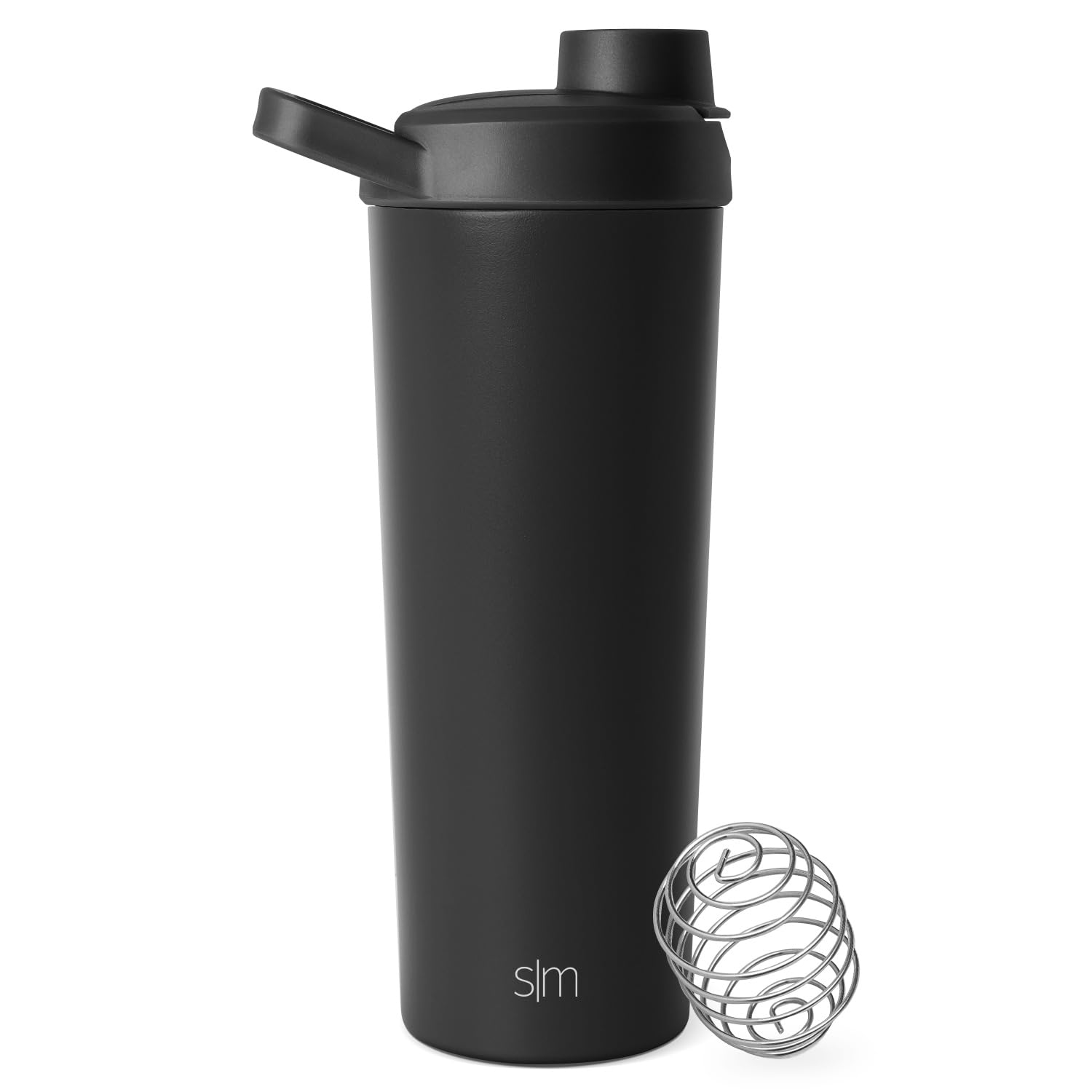 Simple Modern Shaker Bottle Flip Lid | Reusable Replacement Lid ONLY Fits Simple Modern, S|M | BPA Free Plastic | Protein Mixes, Shakes, and Pre Workout | Rally Collection | Midnight Black
