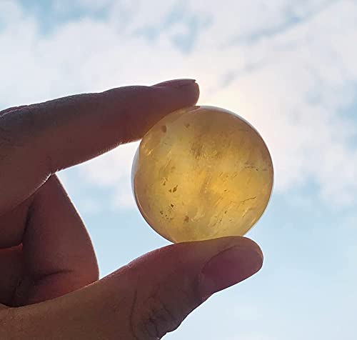 Natural Yellow Citrine Crystal Sphere Ball Healing Crystals Stone with Stand and Bag Feng Shui Crystal Tabletop Sculpture Ornaments Implication Wealth and Success