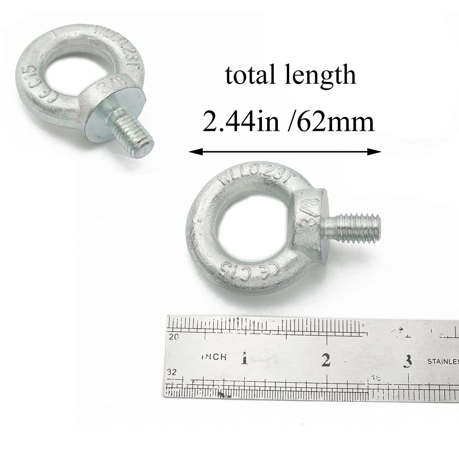 Pro Bamboo Kitchen 2pcs Carbon Steel Q235 Lifting Eye Nut 3/8"-16 x 7/10" Galvanized Iron Heavy Duty Eye Bolts Screws