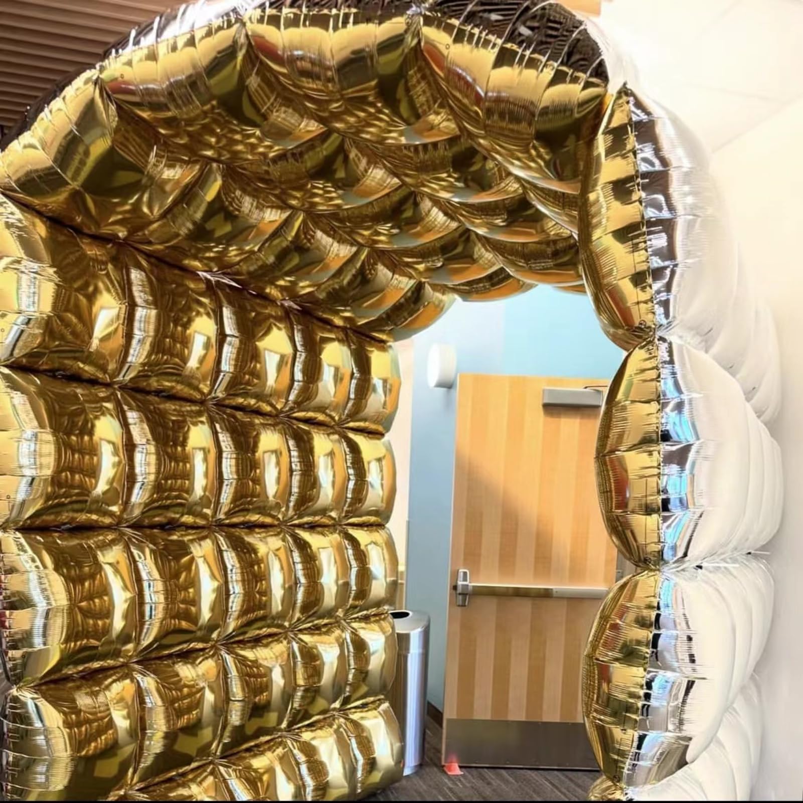Orgnafey Chrome Gold Mylar Flat Square Foil Balloons Wall Tunnel Arch Backdrop Double Sided Metallic Gold Silver Balloon Garland Kit Wedding Graduation Anniversary Birthday Party Background Decoration