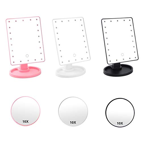 LIUZH LED Touch Screen 22 Light Makeup Desktop Make up 10X Magnifying Beauty Vanity Lighting Detachable/Storage Base (Color : D)
