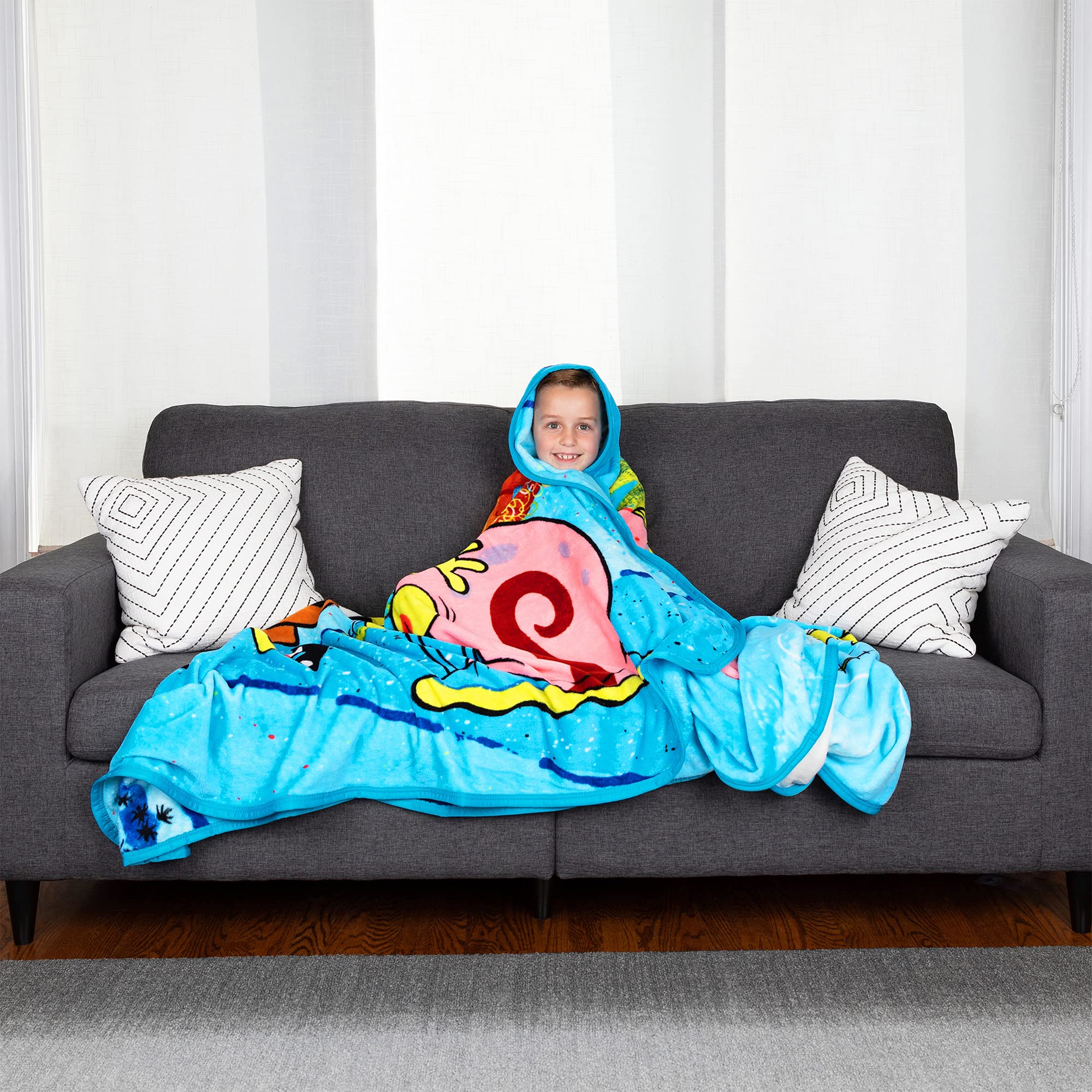 Franco Kids Bedding Super Soft Plush Micro Raschel Blanket, 62 in x 90 in, Spongebob Squarepants, Multicolour, Prints May Vary