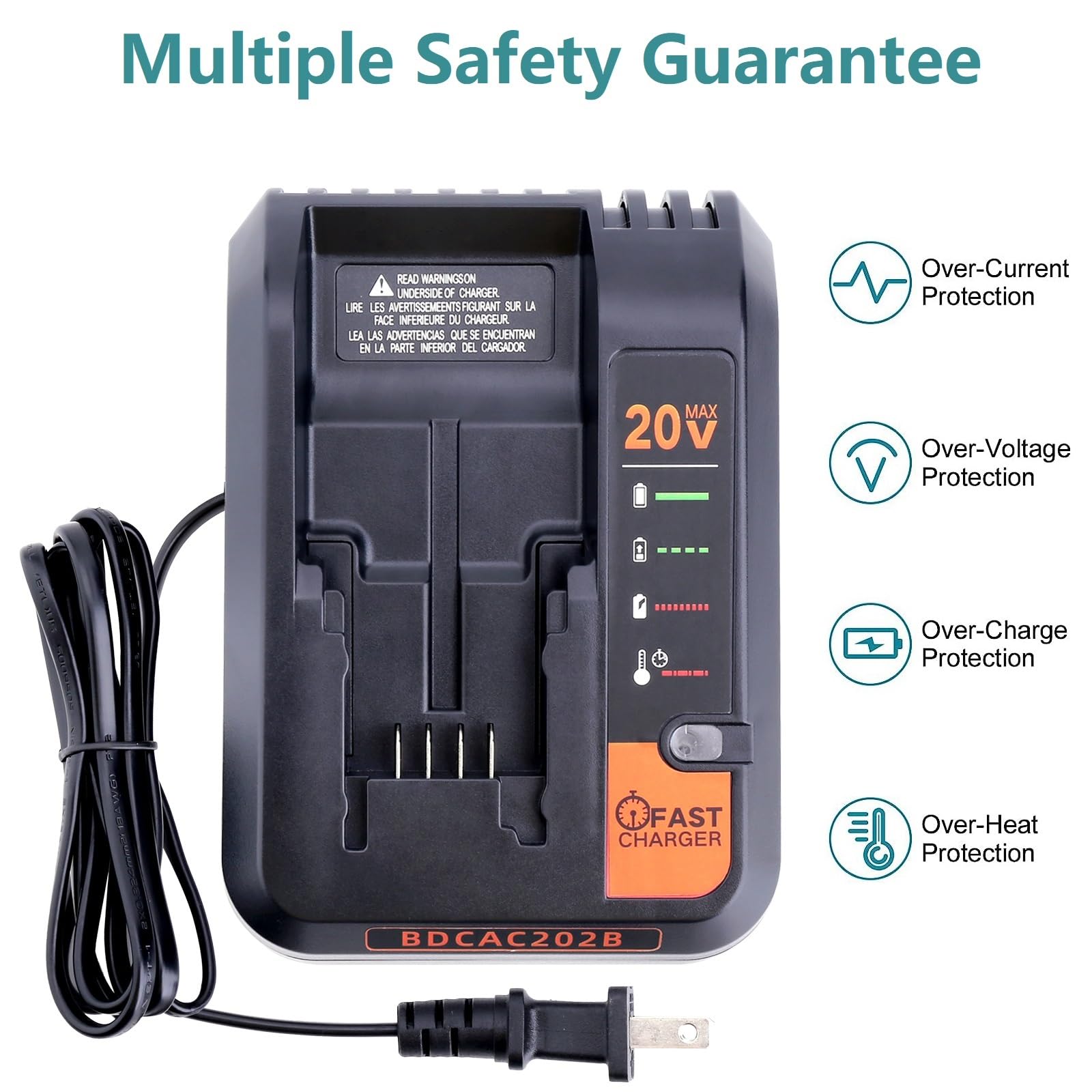 Qbmel 20 Volt Lithium Battery Charger BDCAC202B Replacement for Black and Decker 16V-20V MAX Lithium Battery LBXR20 LBX4020 LBXR20 LBXR2020 LBXR2020-OPE