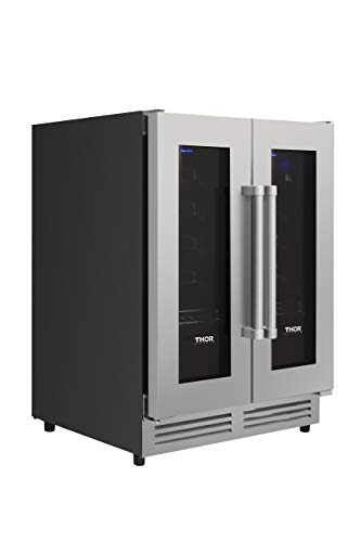 THOR Kitchen Freestanding/Under-Counter 24-Inch Dual Zone Wine Cooler in Stainless Steel - Model TWC2402