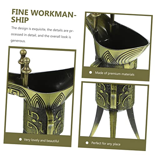 Hohopeti Antique Copper Mug Ancient Drinkware Gift Home Decoration Cup Tea Table Decoration Antique Cup Prop Retro Wine Cup Tripod Office Ornaments Zinc Alloy Chinese Style