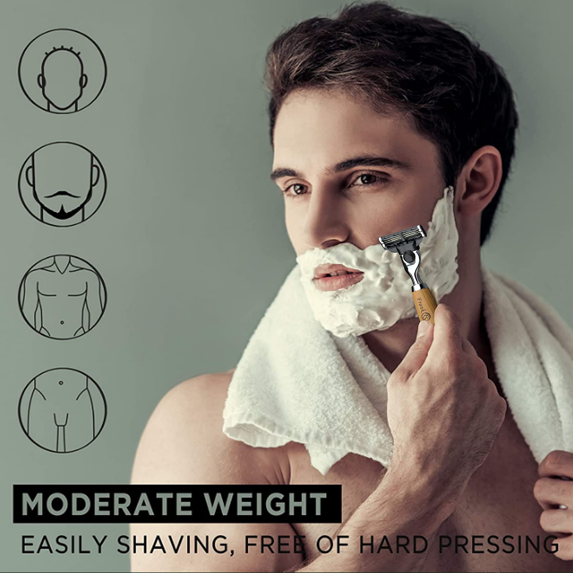 Frank FS shaving Shaving Razor for Men,3 Blade Razor with Handle Beard Body Hair Razors Gift for Boyfriend Father