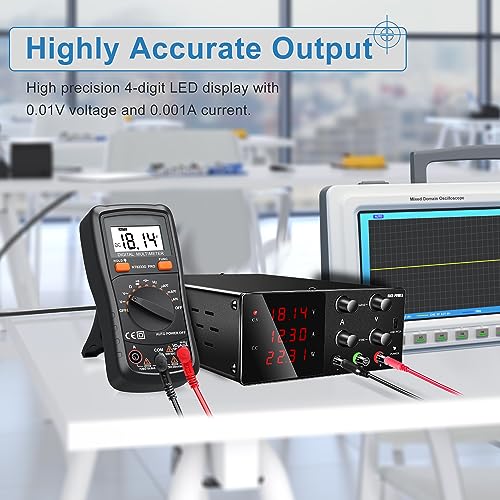 NICE-POWER DC Power Supply Variable: 30V 10A Adjustable Switching Regulated High Precision 4-Digits LED Display 5V/2A USB Port Output & Input Power Cord Bench Lab Power Supplies