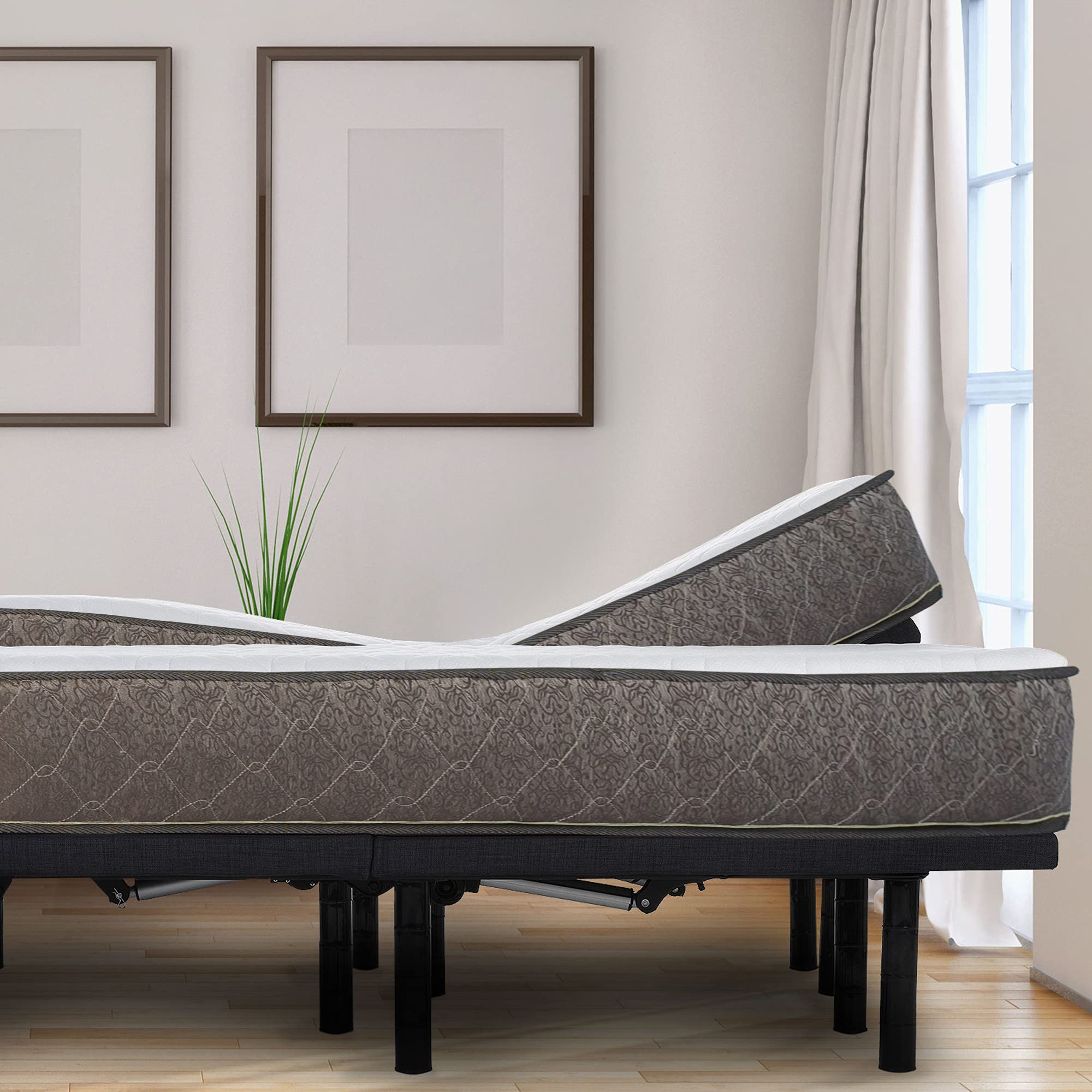 Greaton, 9-Inch Pocketed Coil Rolled Medium Plush Mattress for Adjustable Bed, Queen Size