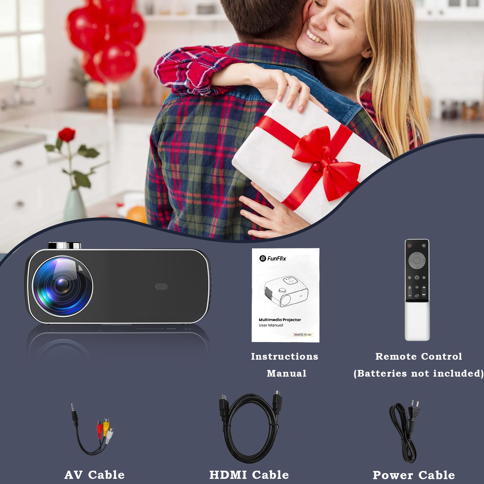 Projector with WiFi and Bluetooth,16000 lumens Native 1080P Full HD,Mini Movie Projector Compatible with Smartphone,HDMI,USB,AV for Home Theater Outdoor Projector