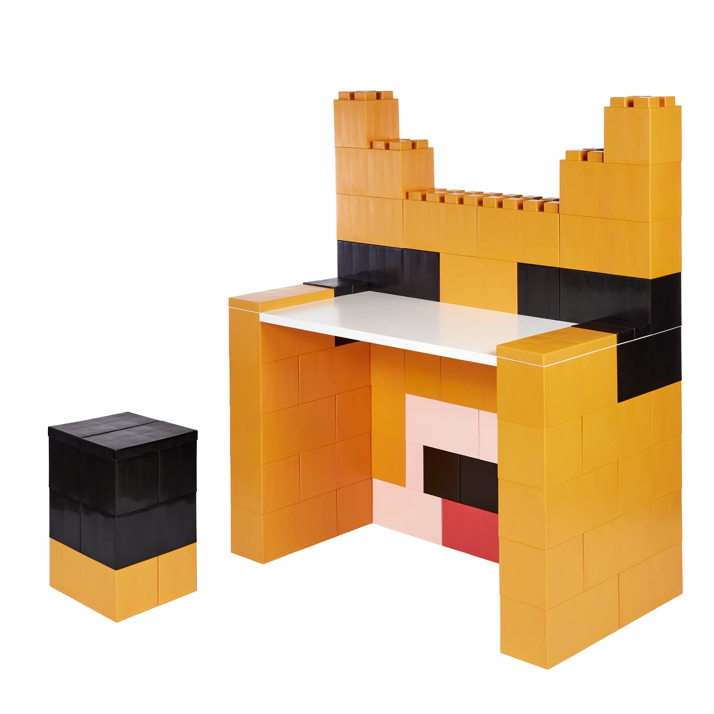 EverBlock Dog Animal Desk Kit with Stool | 48”L x 24”W x 54”H | Modular Building Blocks | Kids Work Desk | Durable Construction | Easy to Connect & Reuse | Indoor & Outdoor Use