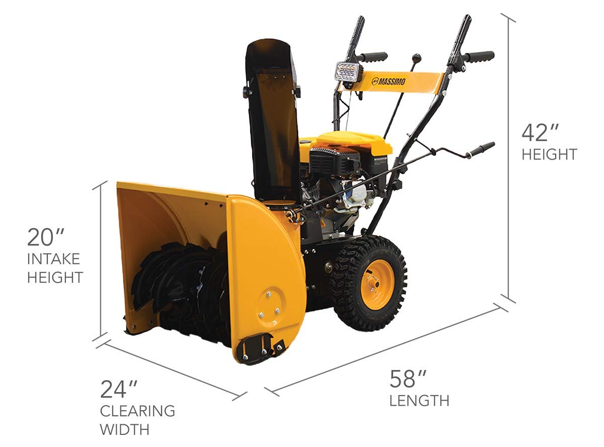 M Massimo Motor 24 inch Gas Snow Blower Thrower 2 Stage Shovel Walk Behind Heavy Duty (24 inch)