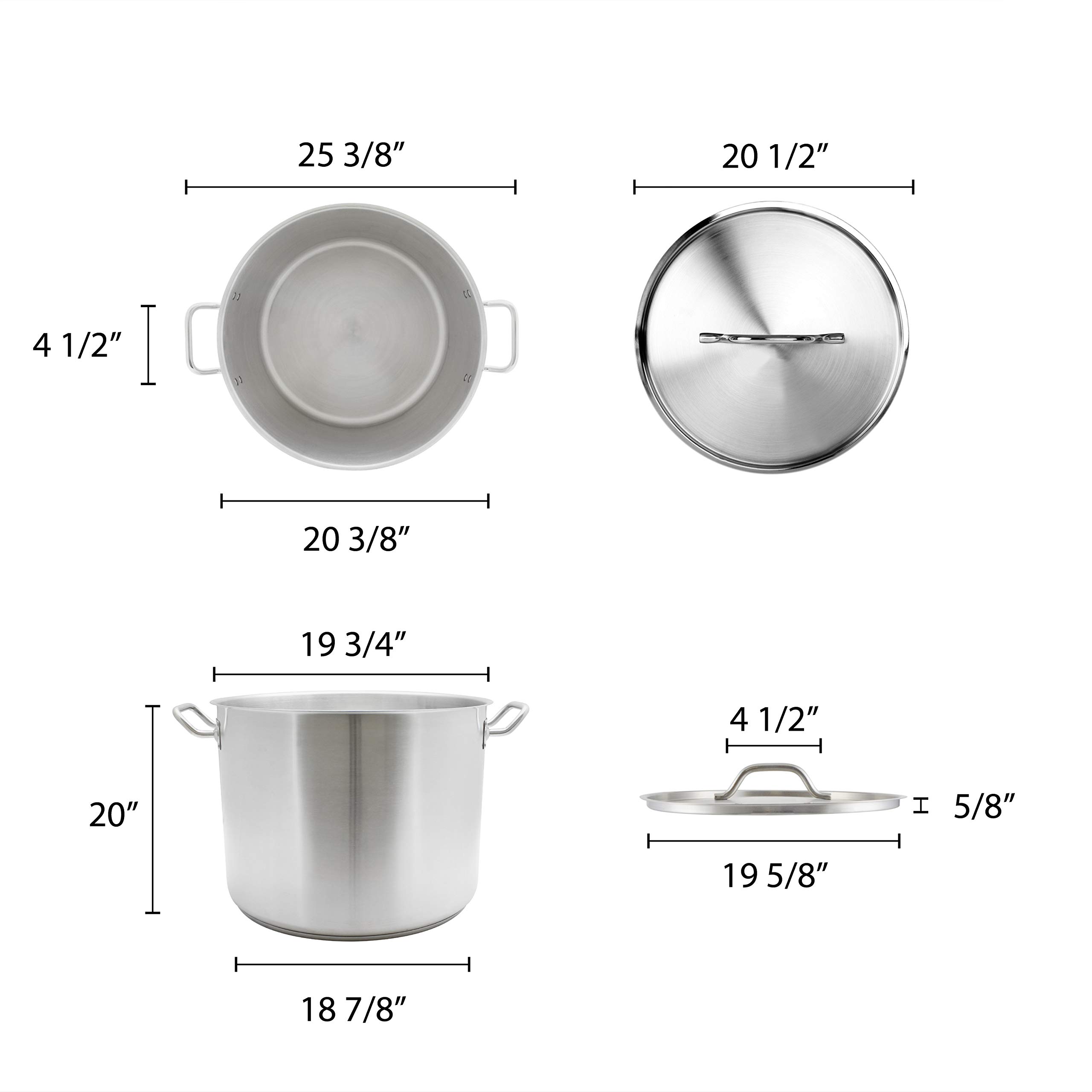 Thunder Group 100 QT 18/8 Stainless Stock Pot W/LID