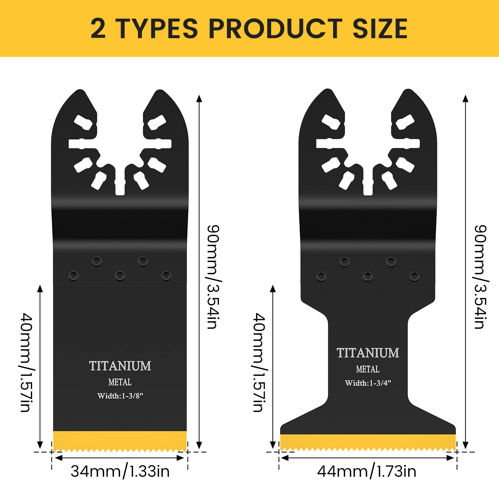 JTWEB 12PCS Titanium Oscillating Saw Blades, Multitool Blades for Cutting Hard Material, Metal Nails Wood and Plastic, Oscillating Tool Blades fit Dewalt Rockwell Milwaukee Makita Bosch