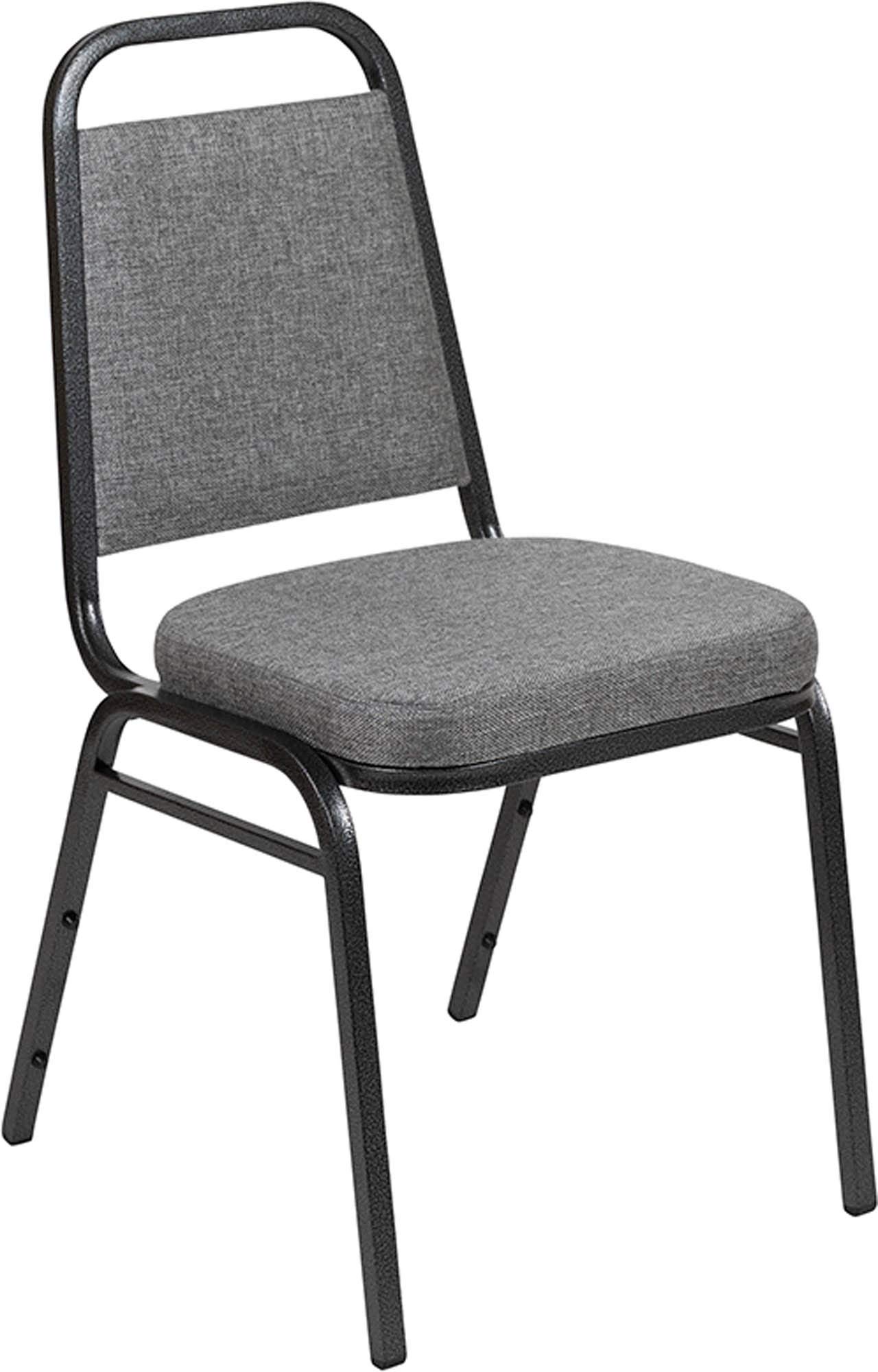 Flash Furniture 4 Pack HERCULES Series Trapezoidal Back Stacking Banquet Chair with 2.5" Thick Seat in Gray Fabric - Silver Vein Frame