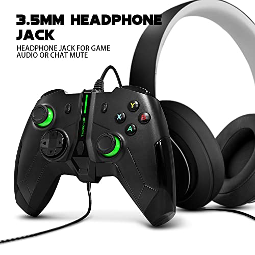 Moofahom Xbox One Controller Wired, USB Gamepad Joypad Controller for Xbox One/S/X/Series S/X/PC Windows 7/8/10 with 3.5mm Audio Jack/Dual Vibration/Upgraded Joystick (Black)