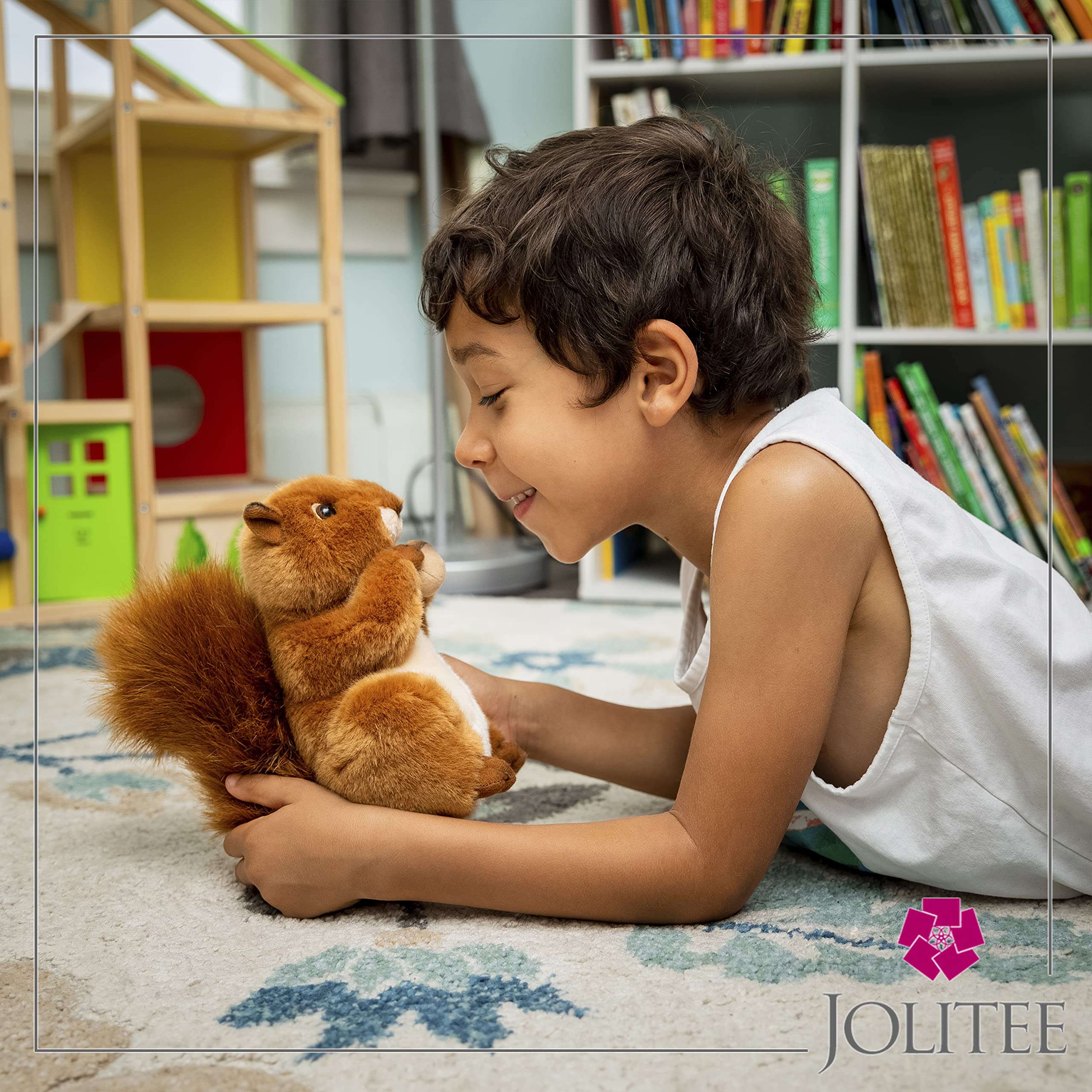 Jolitee Rusty The Red Stuffed Squirrel Plush Stuffed Animal Plushie, Squirrel Toy Gifts for Kids, Wildlife Animals, Squirrel Plush Toy