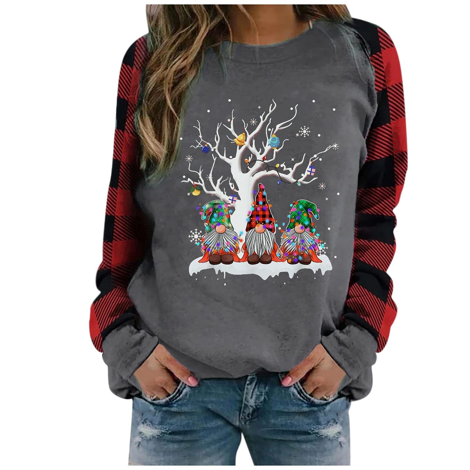 Pullovers For Women Round Neck Pullover Shirts Long Sleeve Sweatshirts Fashion Casual Hoodie Tops Clothes Outfits White