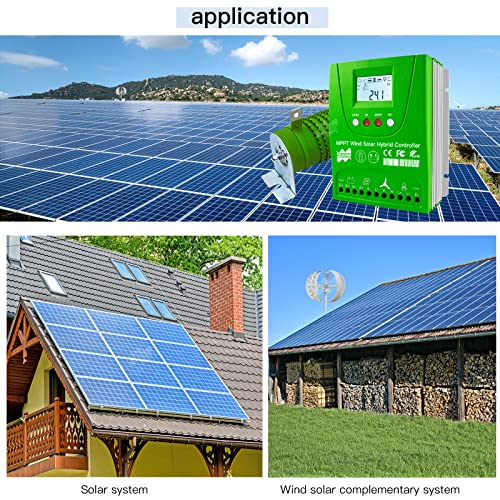 Mars Rock 1400W 12V 24V Wind Solar Hybrid Controller Charge Ternary Lithium LFP, Lead-Acid Gel Wind 0W-800W MPPT Booster Regulator Low Wind Speed with Unload Solar 0W-600W PWM Controller