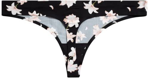 Vince Camuto Women's Underwear - 5 Pack Seamless Thong Panties (S-XL), Size Small, Black Floral/Ballet/Tan/Chai/Black