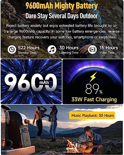 Ulefone Rugged Unlocked Phones 2023, Armor 21 122db Louder Speaker, 16+256GB, 9600mAh, 64MP+24MP Cameras, Android 13, IR Blaster, uSmart/Dock Charge Supported Rugged Smartphones T-Mobile, Black