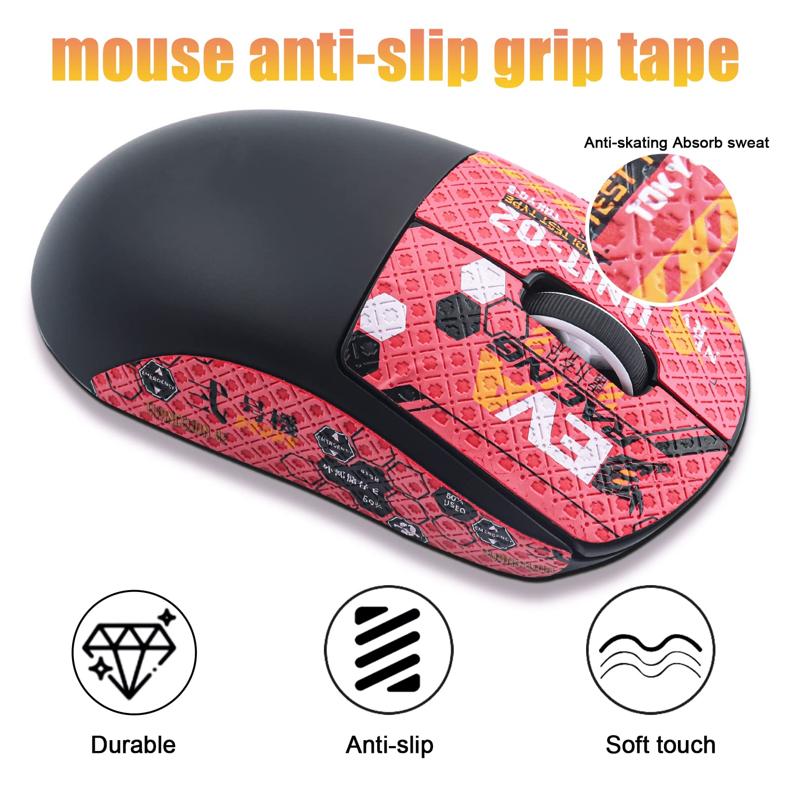 JOMKIZ Gaming Mouse Grip Tape Sweat Resistant Side Stickers Anti-Slip for Logitech-G Pro X Wireless Moisture Self-Adhesive Design Professional Mice Upgrade Kit
