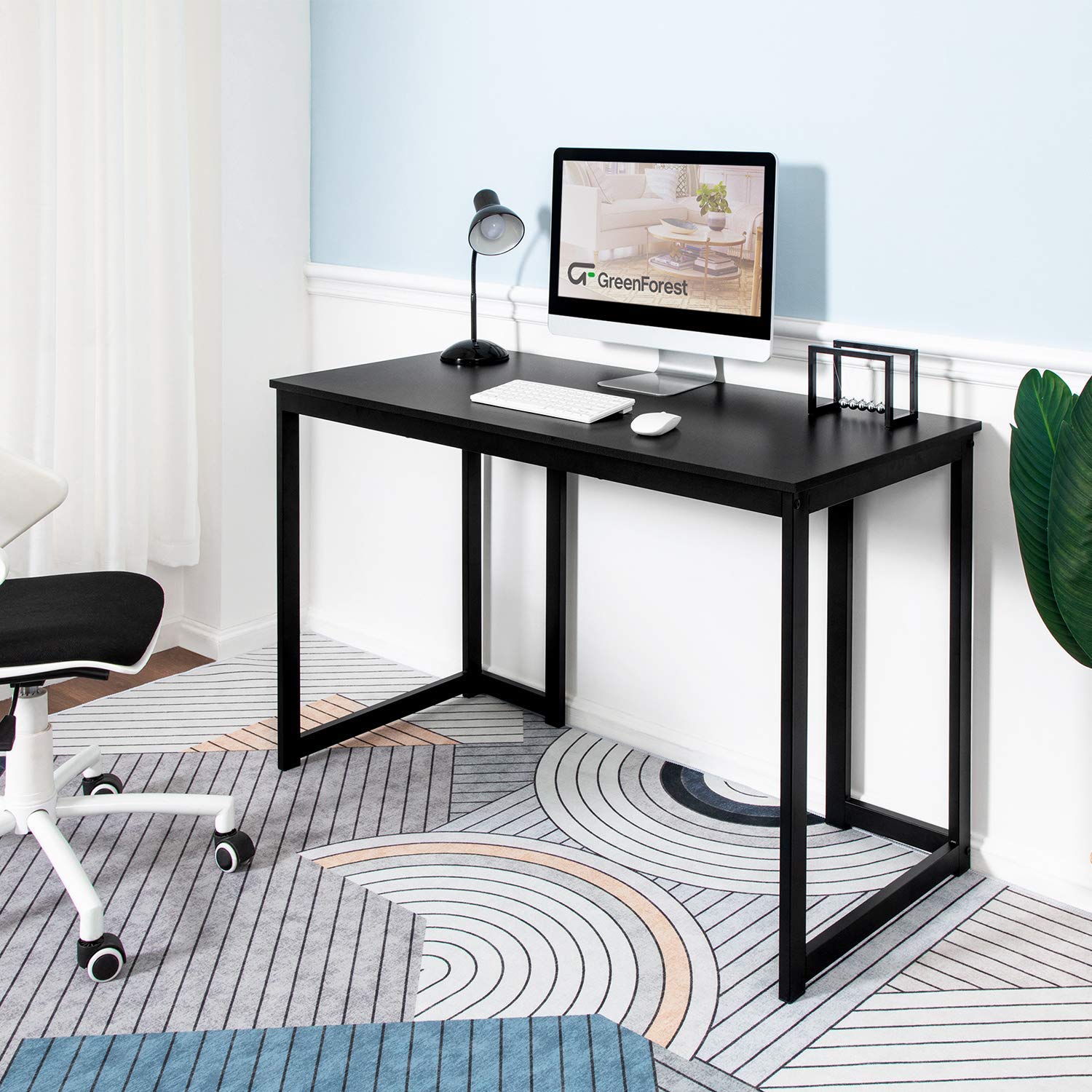 GreenForest Home Office Computer Desk 47 inch Modern Simple Style Writing Study Table Gaming Desk for Workstation, Easy Assembly, Black