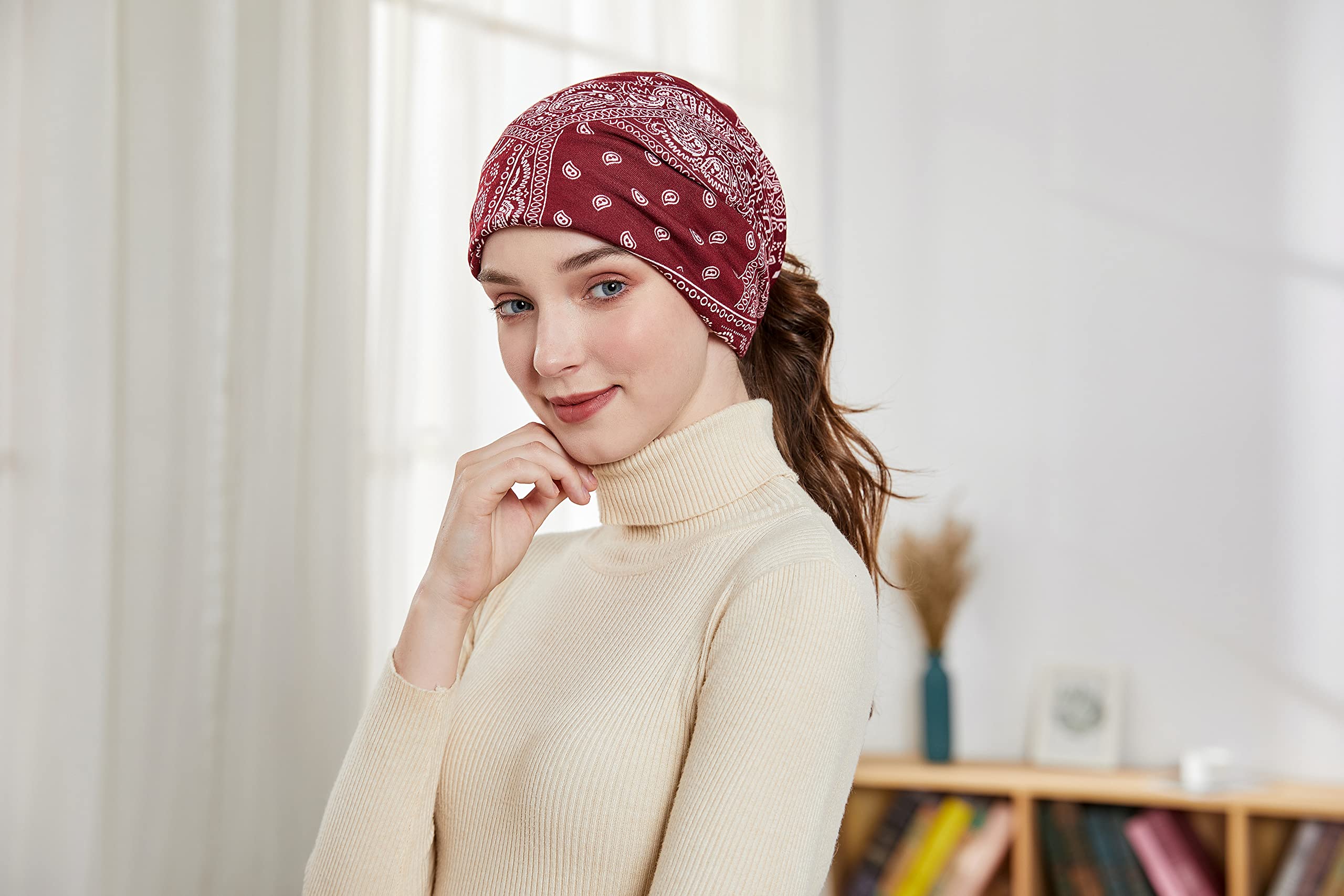 Fashion Beanies Chemo Caps Cancer Headwear Skull Cap Knitted hat Scarf for Womens Mens 4pack(MZ015-4pack
