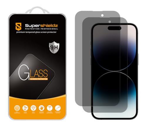 Supershieldz (2 Pack) (Privacy) Anti Spy Screen Protector Designed for iPhone 14 Pro (6.1 inch), Tempered Glass, Anti Scratch, Bubble Free