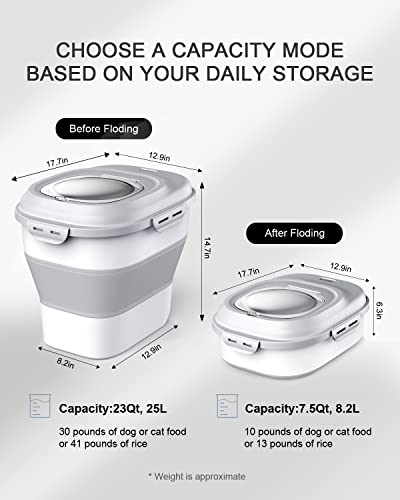 Somkaco Collapsible Food Storage Container with Transparent Lid, Scoop and Wheels, Large food storage for Dog, Cat and Other Pet