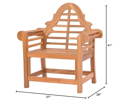 Teak Wood Lutyens Outdoor Patio Arm Chair, Made from Solid A-Grade Teak Wood