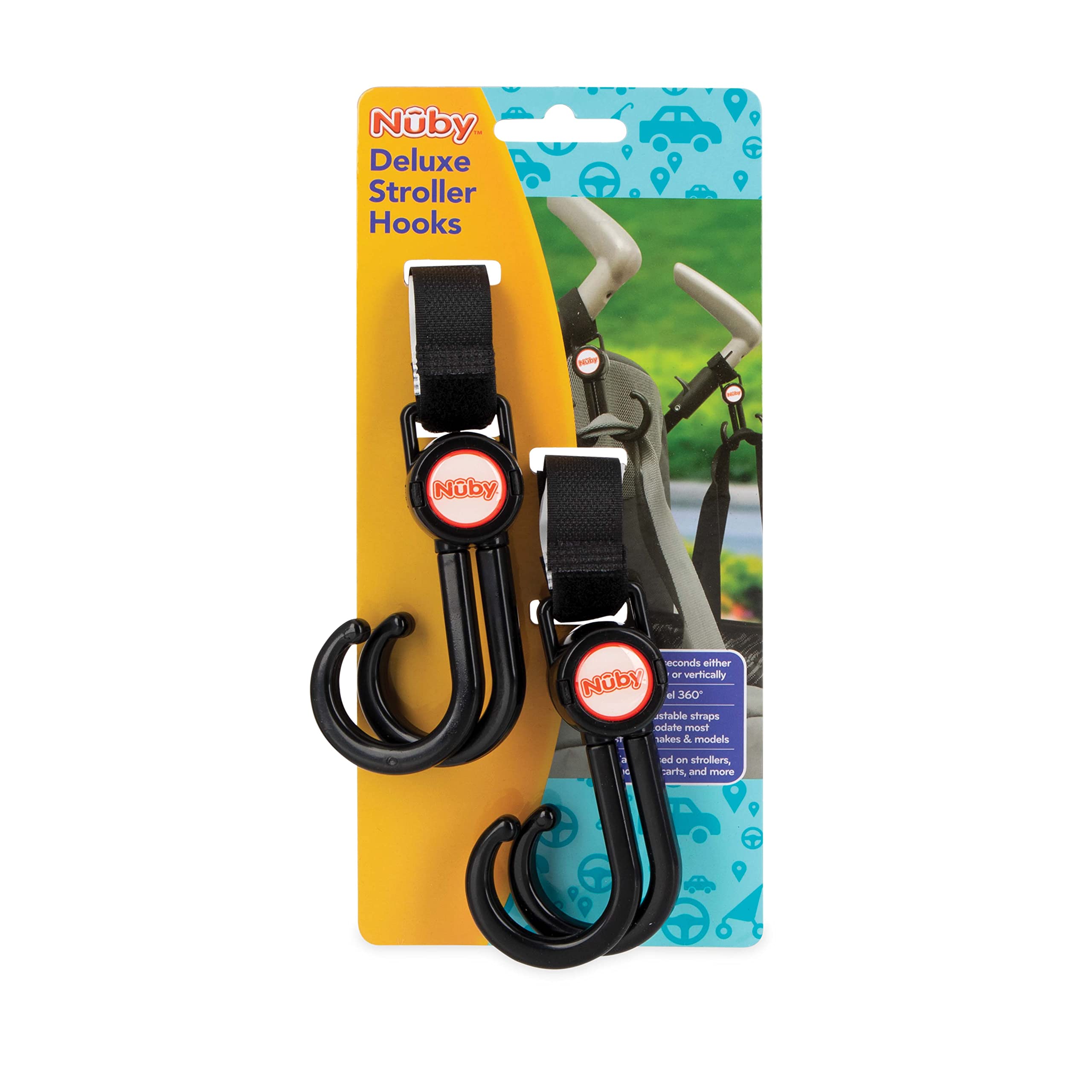 Nuby Double Stroller Hook, Adjustable Hook (Grey)