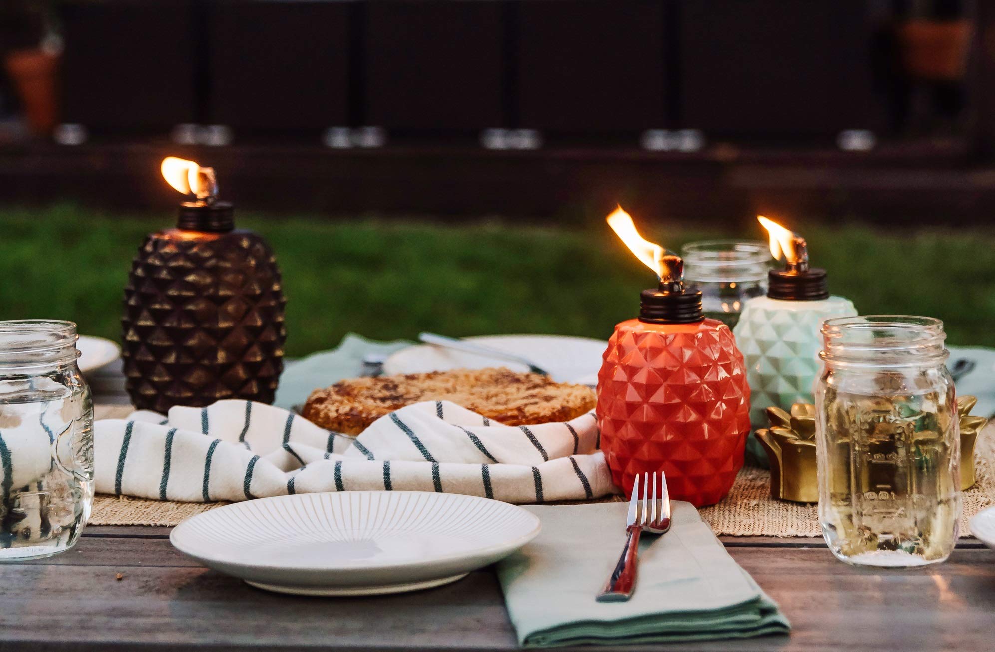 TIKI Brand Convertible 65 Inch Torch Glass Pineapple Copper