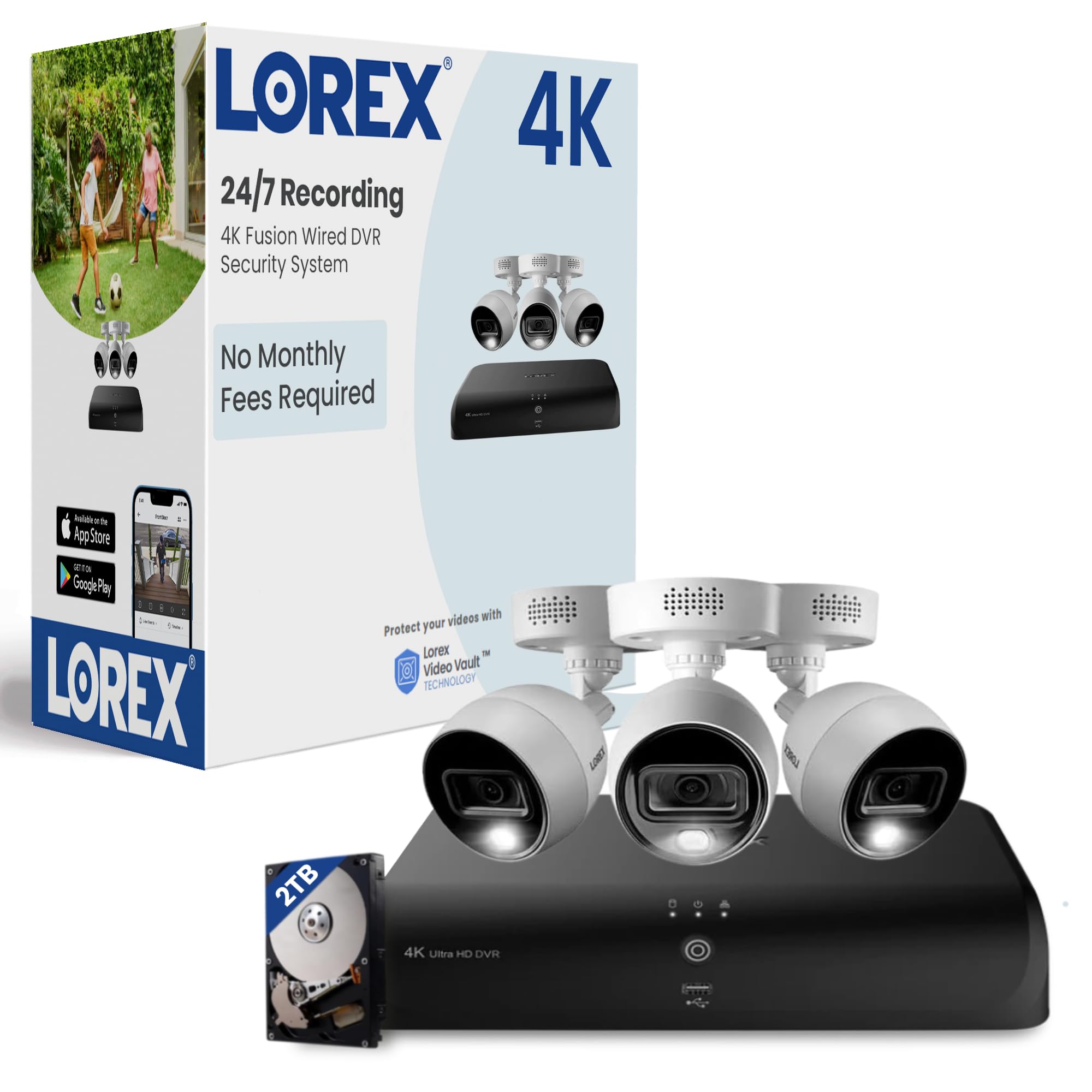 Lorex 4K 20 Camera Capable (16 Wired + 4 WiFi) 2TB Wired DVR System with 7 Smart Deterrence Cameras