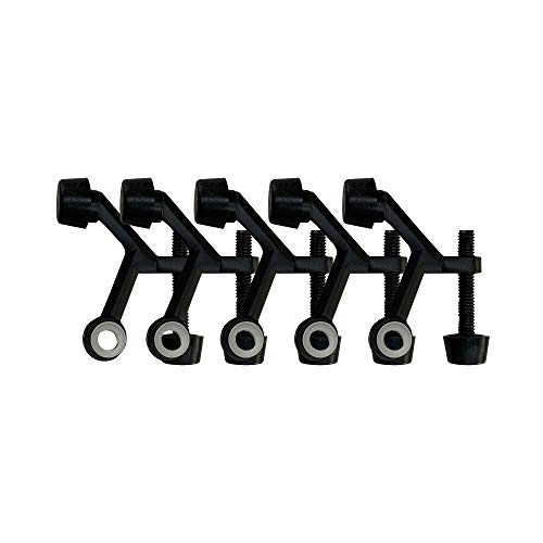 Hinge Pin Door Stop Wall Protector with Rubber Tip, Design House Matte Black Adjustable Door Stoppers, 5-Pack, 189050