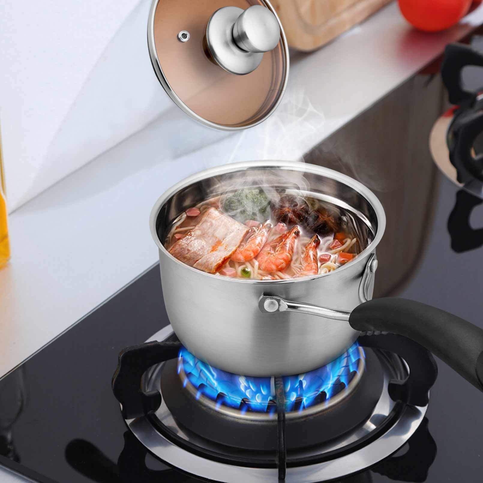 TeamFar 1qt Saucepan, Stainless Steel Sauce Pan with Lid, Milk Pan Cookware Professional with Long Heatproof Handle, Non Toxic & Healthy, Rust Free & Dishwasher Safe