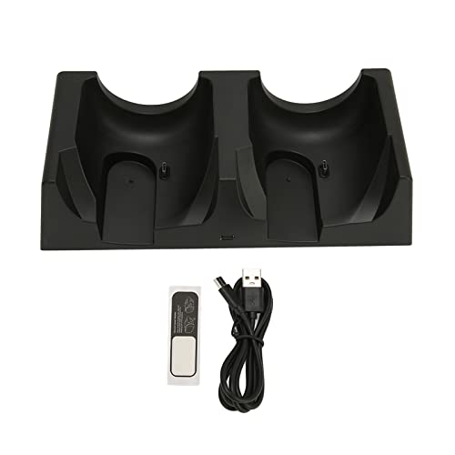 Jopwkuin VR Charging Base, Smart Chip Avoid Power Failures Save Space VR Dual Charging Dock with Sticker for Games