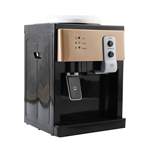 SUDEG Countertop Water Cooler Dispenser,Desktop Electric Hot and Cold Dispenser for 3 to 5 Gallon, 3 Temperature Settings, Top Loading Water Cooler Dispenser