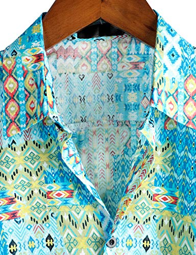 VATPAVE Mens Casual Hawaiian Shirts Short Sleeve Button Down Beach Shirts Tropical Floral Shirts X-Large Sky Blue