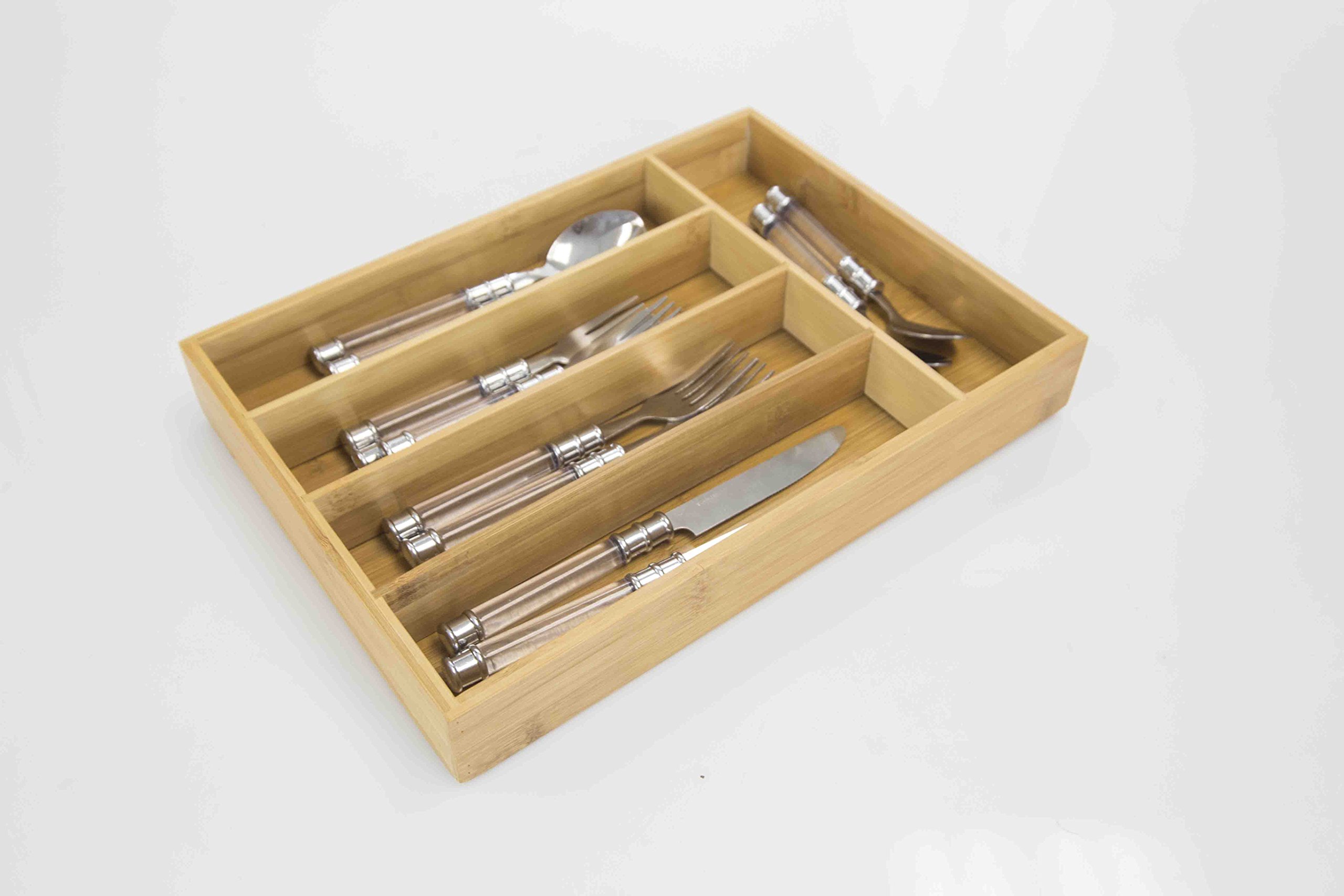 Home Basics Cutlery Tray Holder, Bamboo