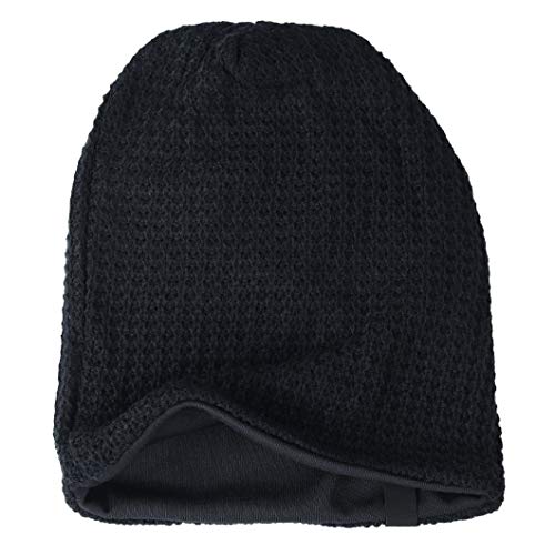 FORBUSITE Mens Slouchy Long Beanie Black Knit Hat for Summer Winter, Oversize, Soild