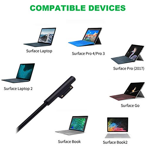 Surface Charger, 44W 15V 2.58A Power Supply AC Adapter Charger for Microsoft Surface Pro 3/4/5/6/7, Surface Laptop 3/2/1, Surface Go/Book, with 6ft Power Cord
