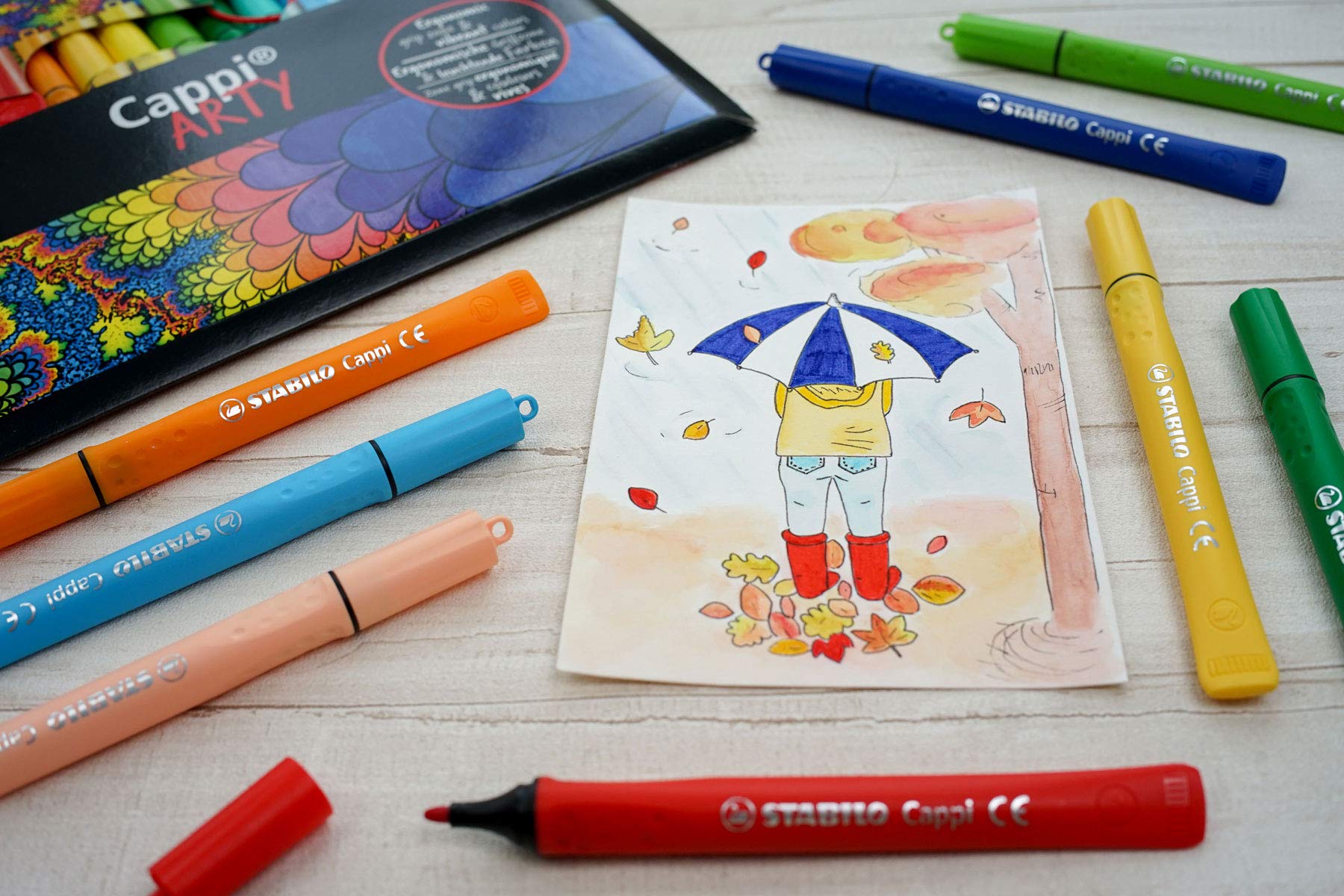 Felt Tip Pen - STABILO Cappi Wallet of 12 Assorted Colours