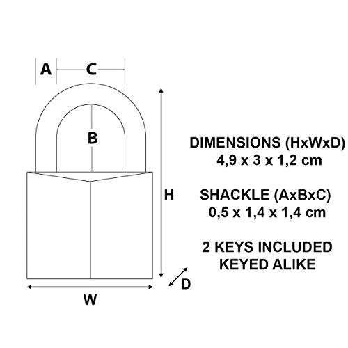 Master Lock 4130KA-314 Key Padlock with Brass Body, Gold, 4,9 x 3 x 1,2 cm