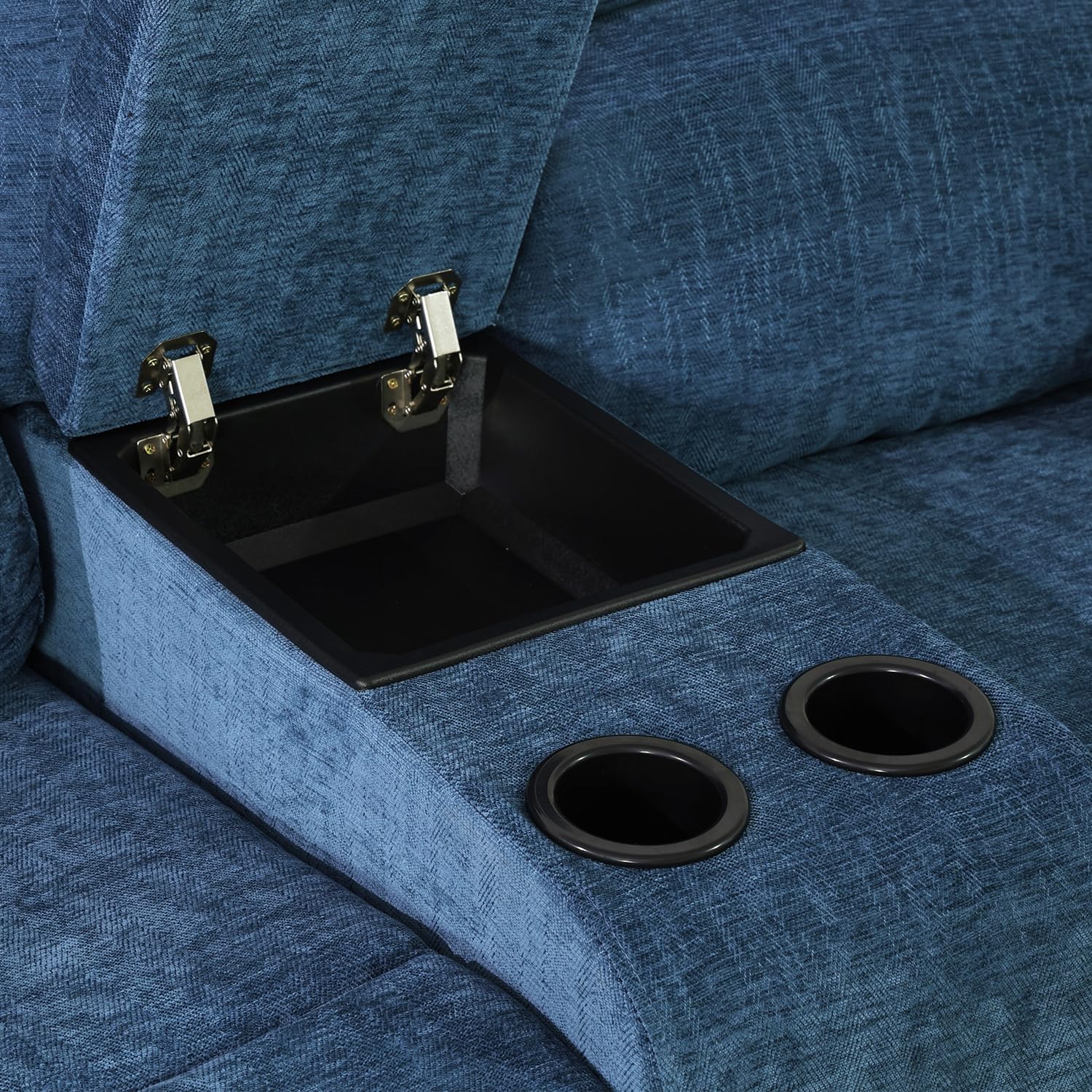 SIENWIEY Blue Linen Fabric Reclining Sofa for Living Room Furniture, Double Recliner Loveseat 2 Seats Couch with Storage Console/Two Cup Holders/Linen Fabric