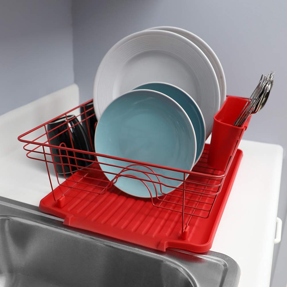 Home Basics, Red Contempo 3 Piece Dish Rack (1