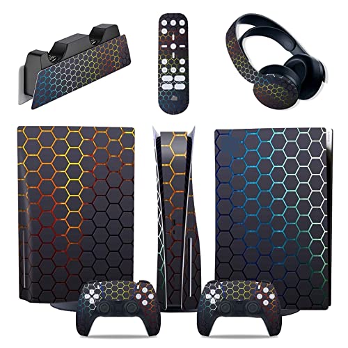 LEEWEE for PS5 Skin Disc Edition Console and Controller Accessories Cover Skins Wraps Fan Art Design for PS 5 Disc Vers No Foaming