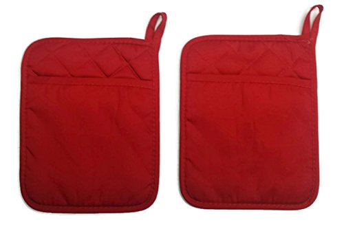 Home Collection Set of 2 Red And 2 Black Neoprene Pot Holders