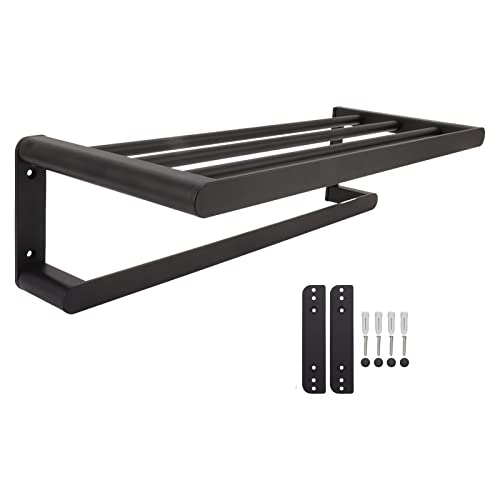 soobu Towel Rack, Antirust Wall Mount Space Saving Bath Shelves for Kitchen (Black 60cm)