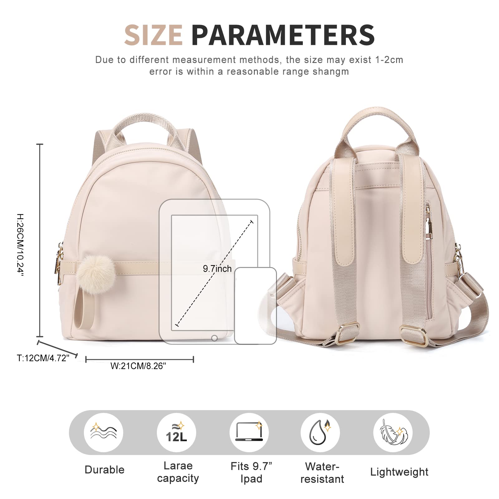 Fashion Mini Backpack Purse for Women, Lightweight Cute Small Backpack, Anti Theft Backpack Daypacks Lady Handbags, Beige